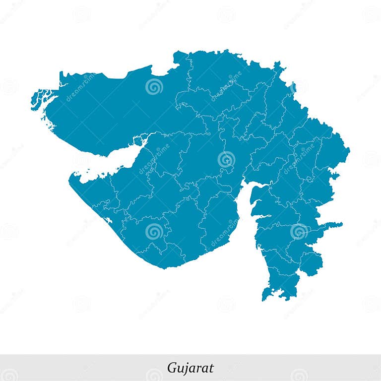 Map of Gujarat is a State of India with Districts Stock Illustration ...