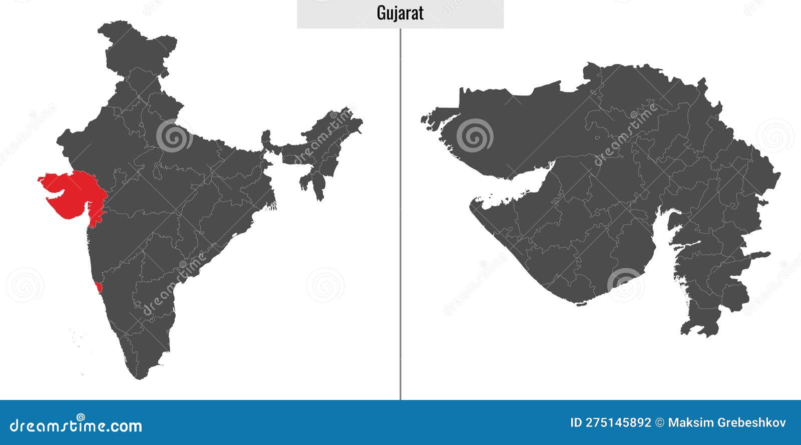 Map of Gujarat State of India Stock Vector - Illustration of mapping ...