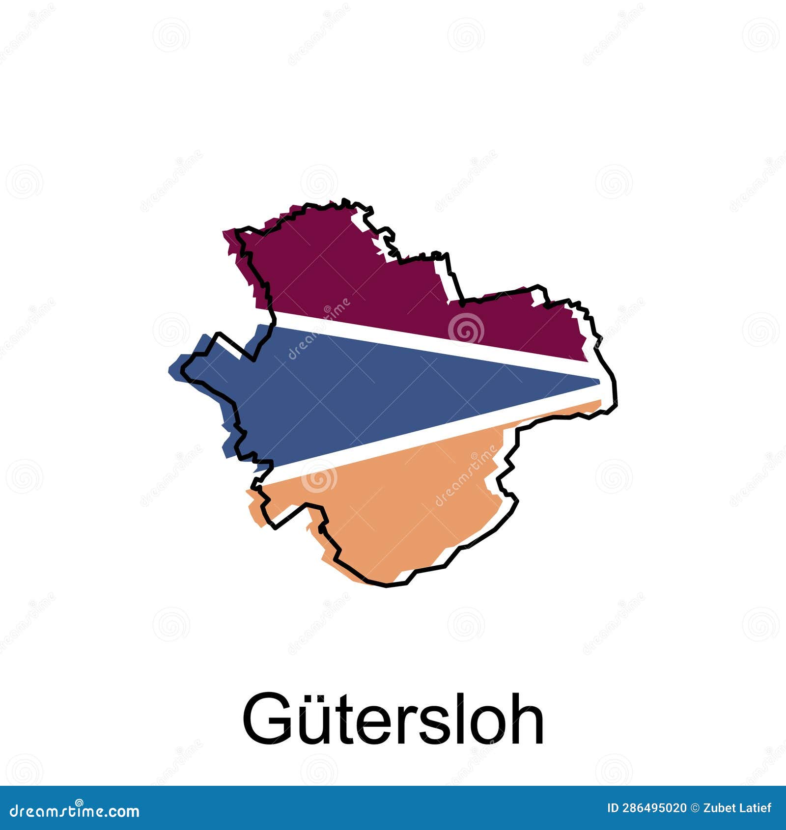 Map of Gutersloh Geometric Vector Design Template, National Borders and ...