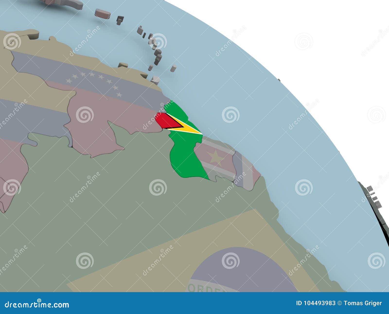 Map of Guyana with flag stock illustration. Illustration of guyana ...