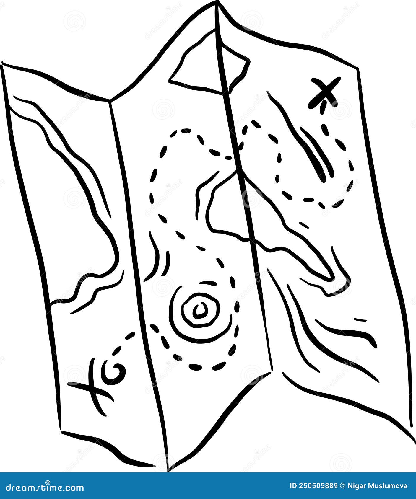 Map, Hand Draw Line Vector Illustration Stock Vector - Illustration of ...