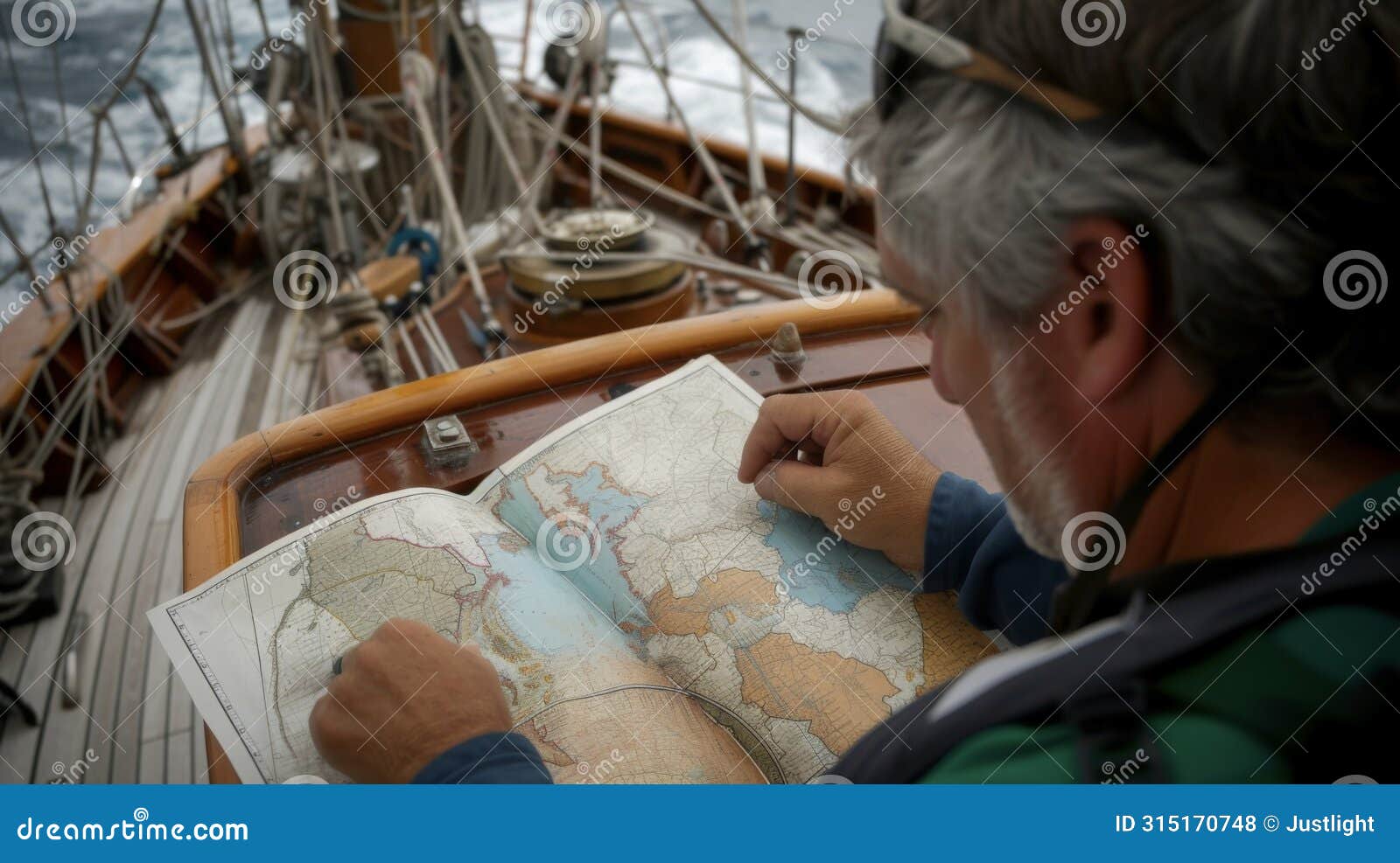 With A Map In Hand The Master Plots The Ships Course Carefully ...