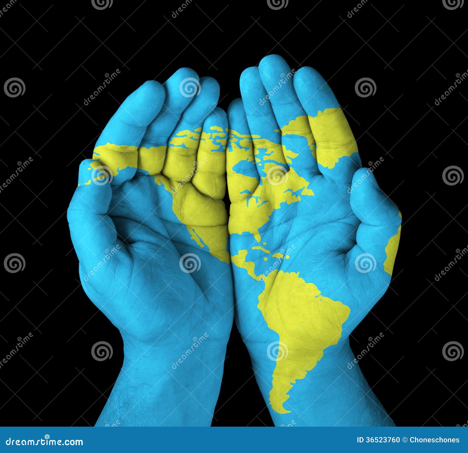 Map on hands. stock photo. Image of countries, paint - 36523760