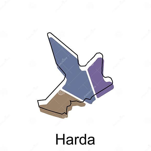Map of Harda Vector Design Template, National Borders and Important ...
