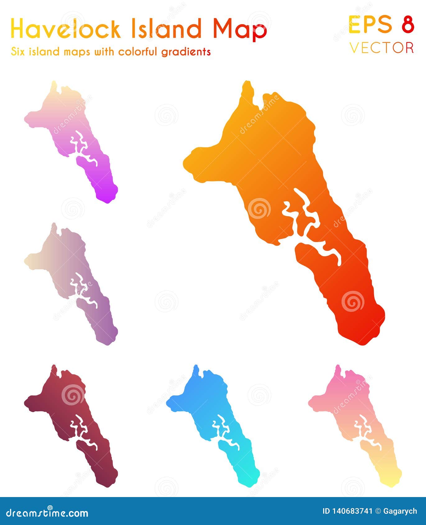 Map of Havelock Island with Beautiful Gradients. Stock Vector ...