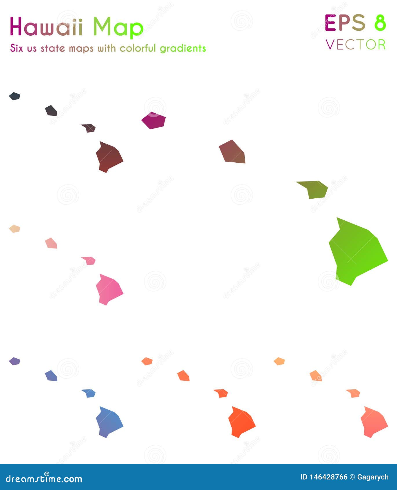 Map of Hawaii with Beautiful Gradients. Stock Vector - Illustration of ...