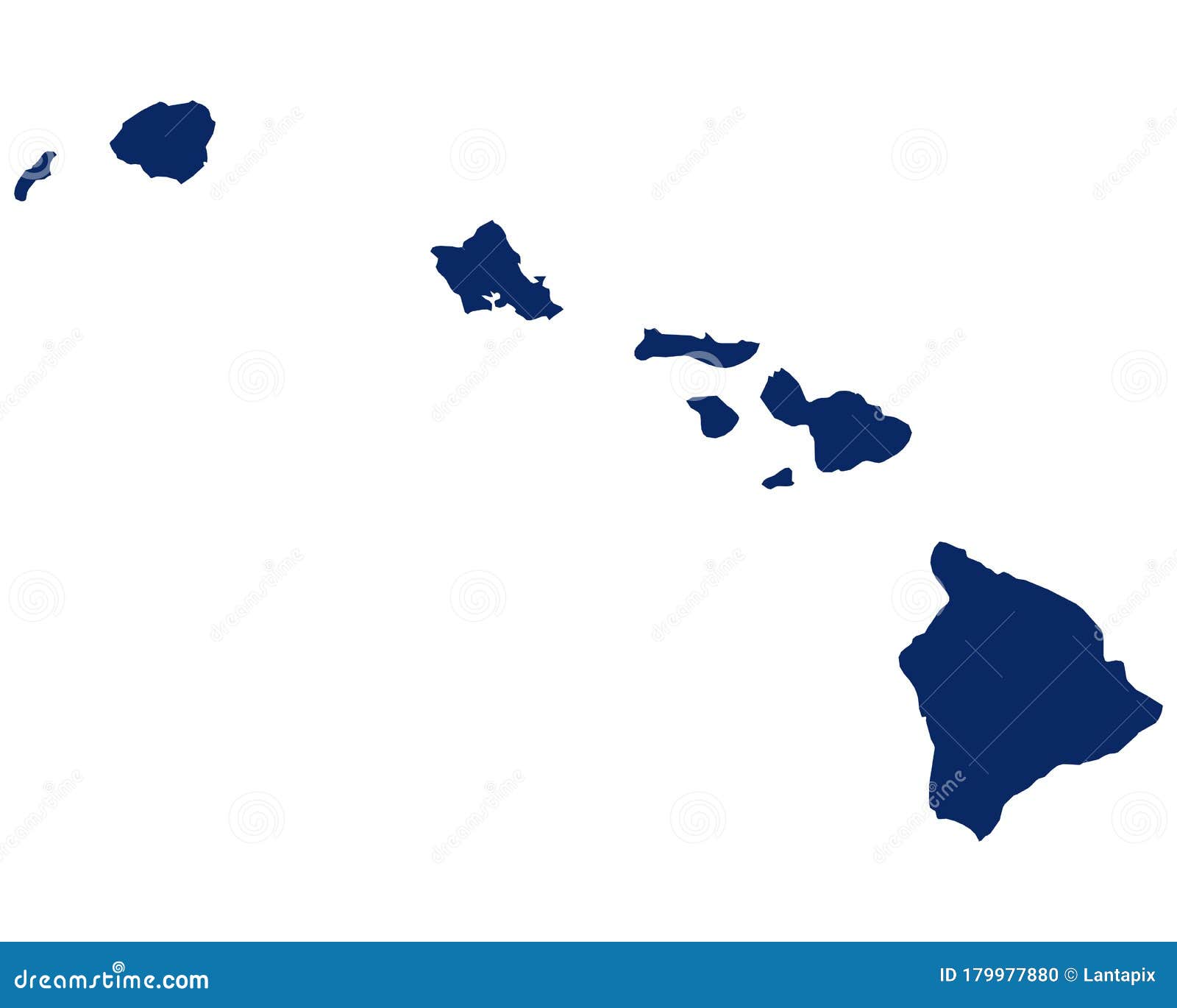 Map of Hawaii in Blue Colour Stock Vector - Illustration of colour ...