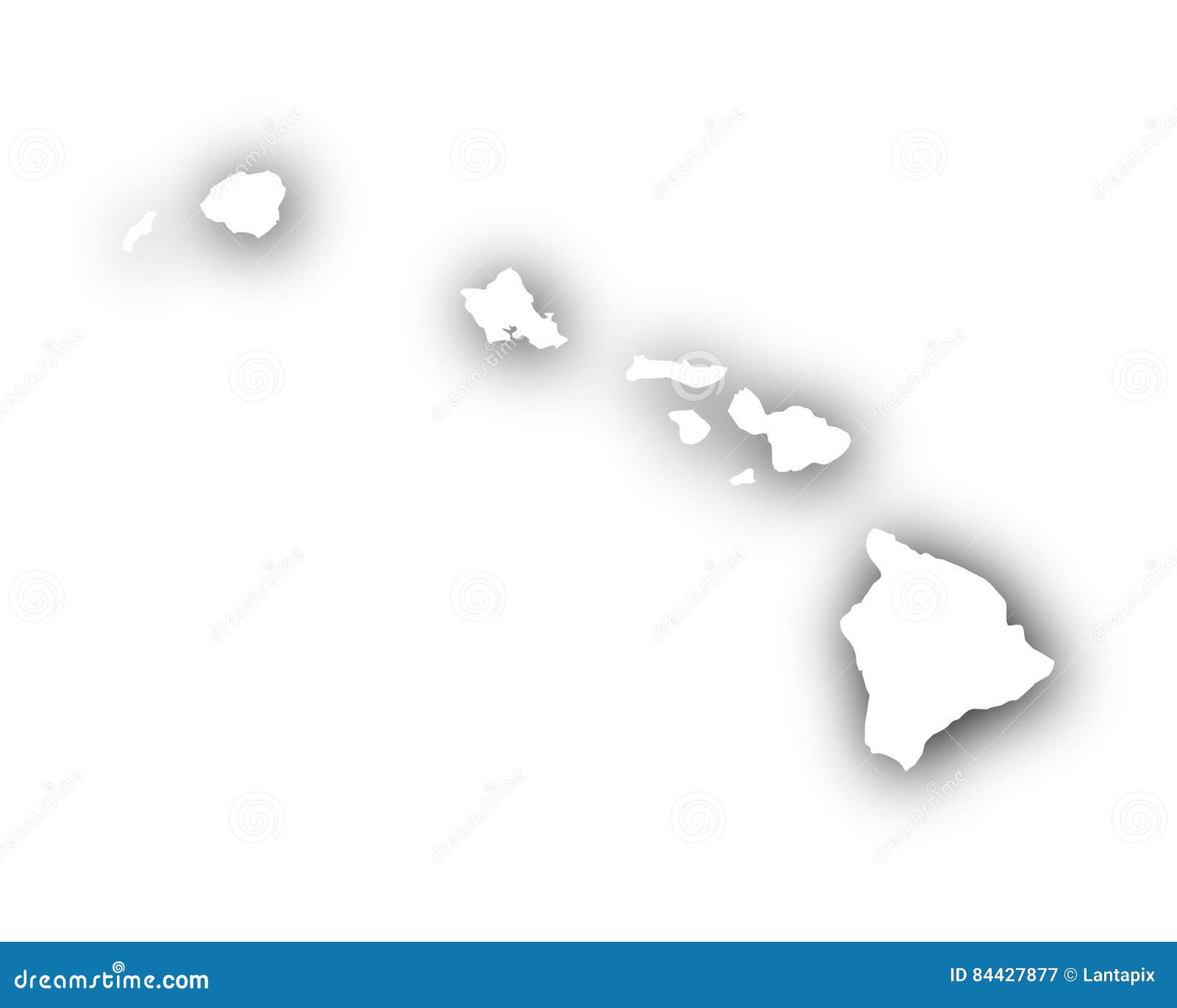 Map of Hawaii with shadow stock vector. Illustration of shade - 84427877