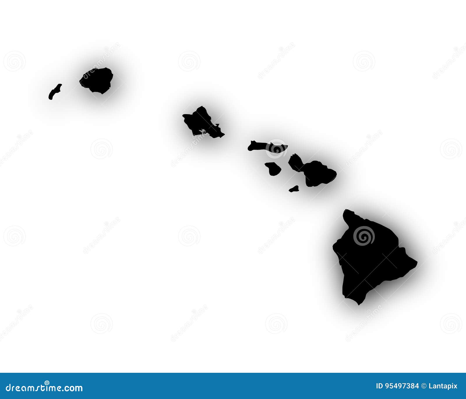 Map of Hawaii with shadow stock vector. Illustration of vector - 95497384