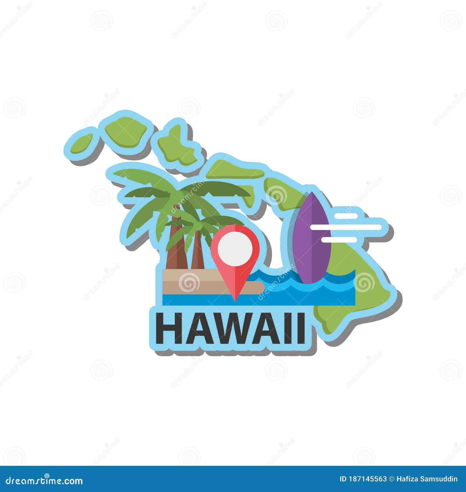 Map of Hawaii State. Vector Illustration Decorative Design Stock Vector ...