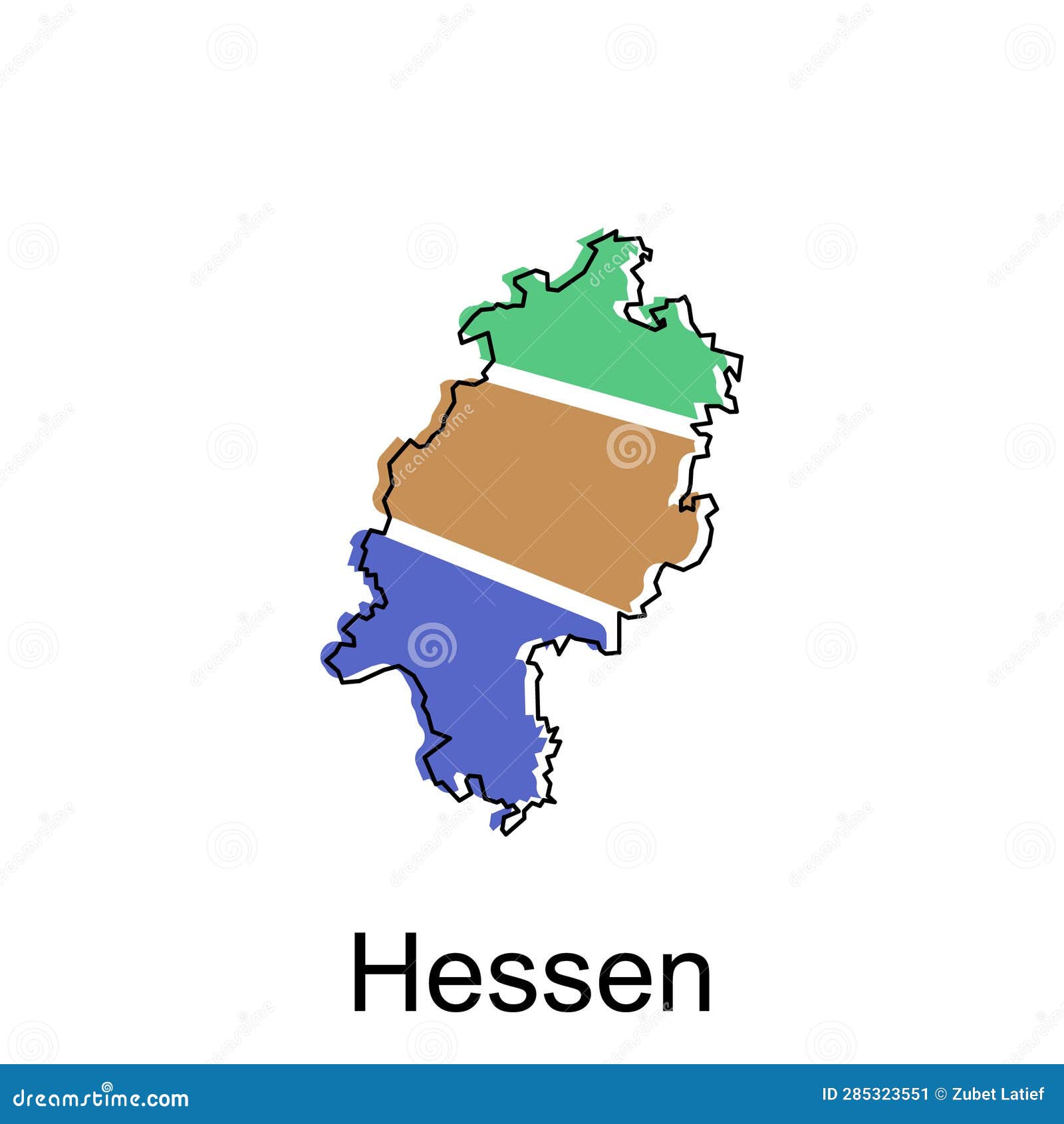 Map of Hessen Vector Design Template, National Borders and Important ...