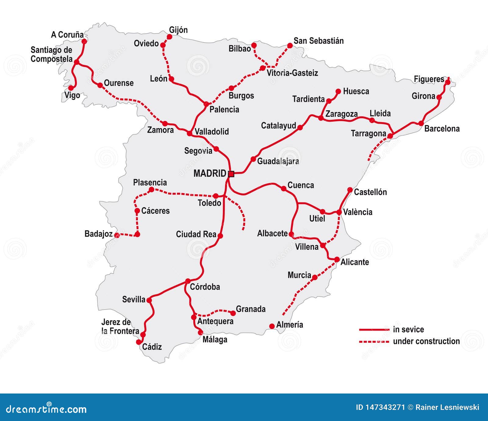 Map of the High Speed Railway Lines in Spain Stock Vector ... Map of the High Speed Railway Lines in Spain Stock Vector ...