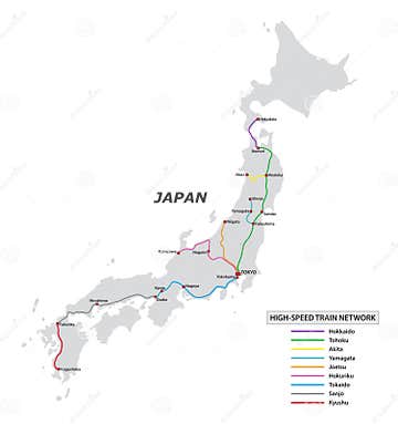 Map of the High Speed Train Network in Japan Stock Vector ...