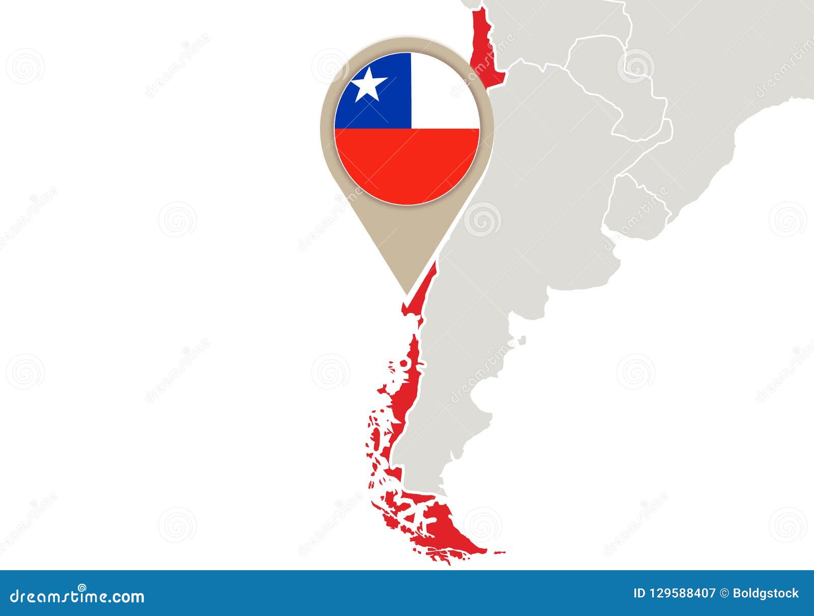 Chile on World map stock vector. Illustration of flat - 129588407 Chile on World map stock vector. Illustration of flat - 129588407