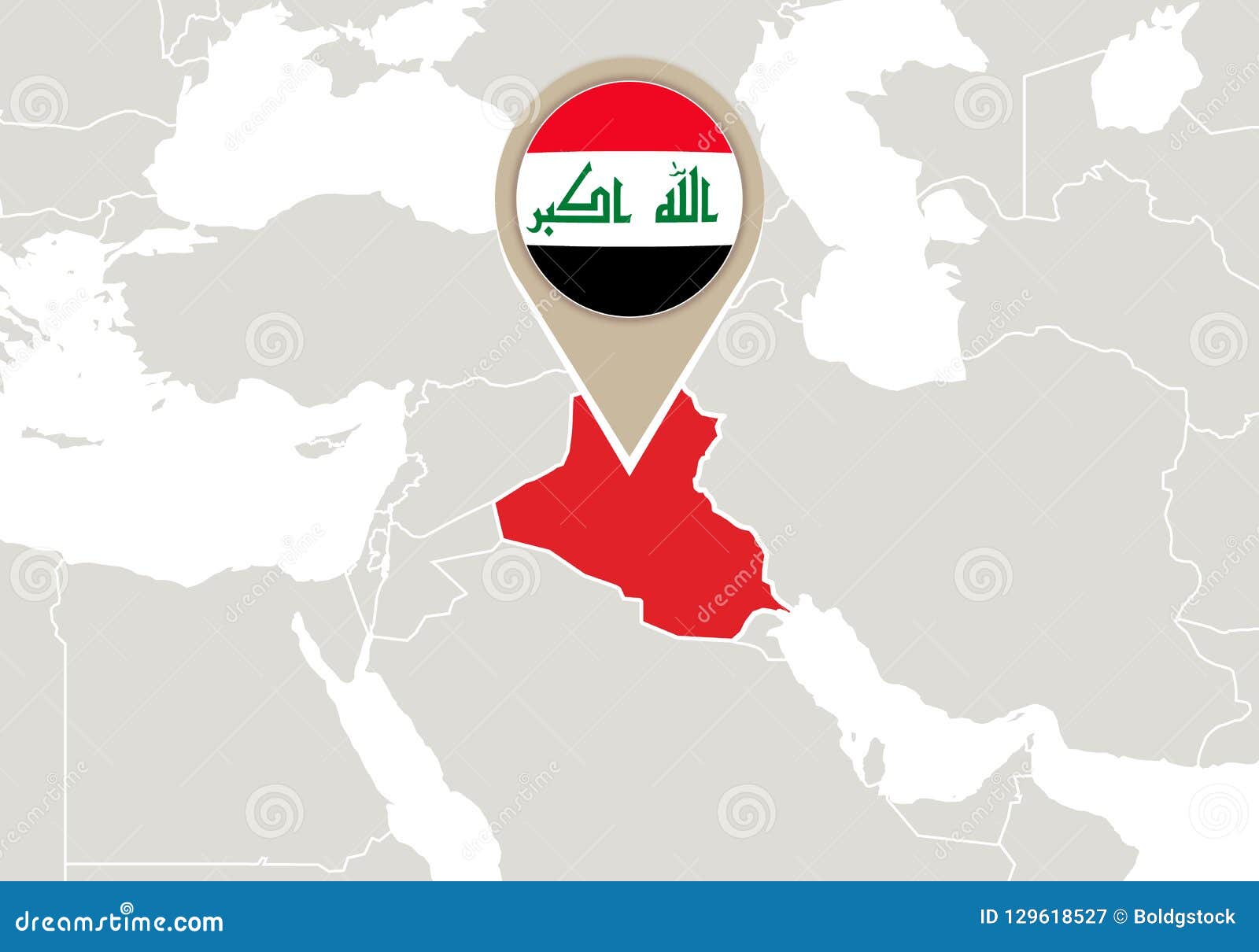 Highlighted Map Of IRAQ Inside Political Map Of The Asian Continent ...