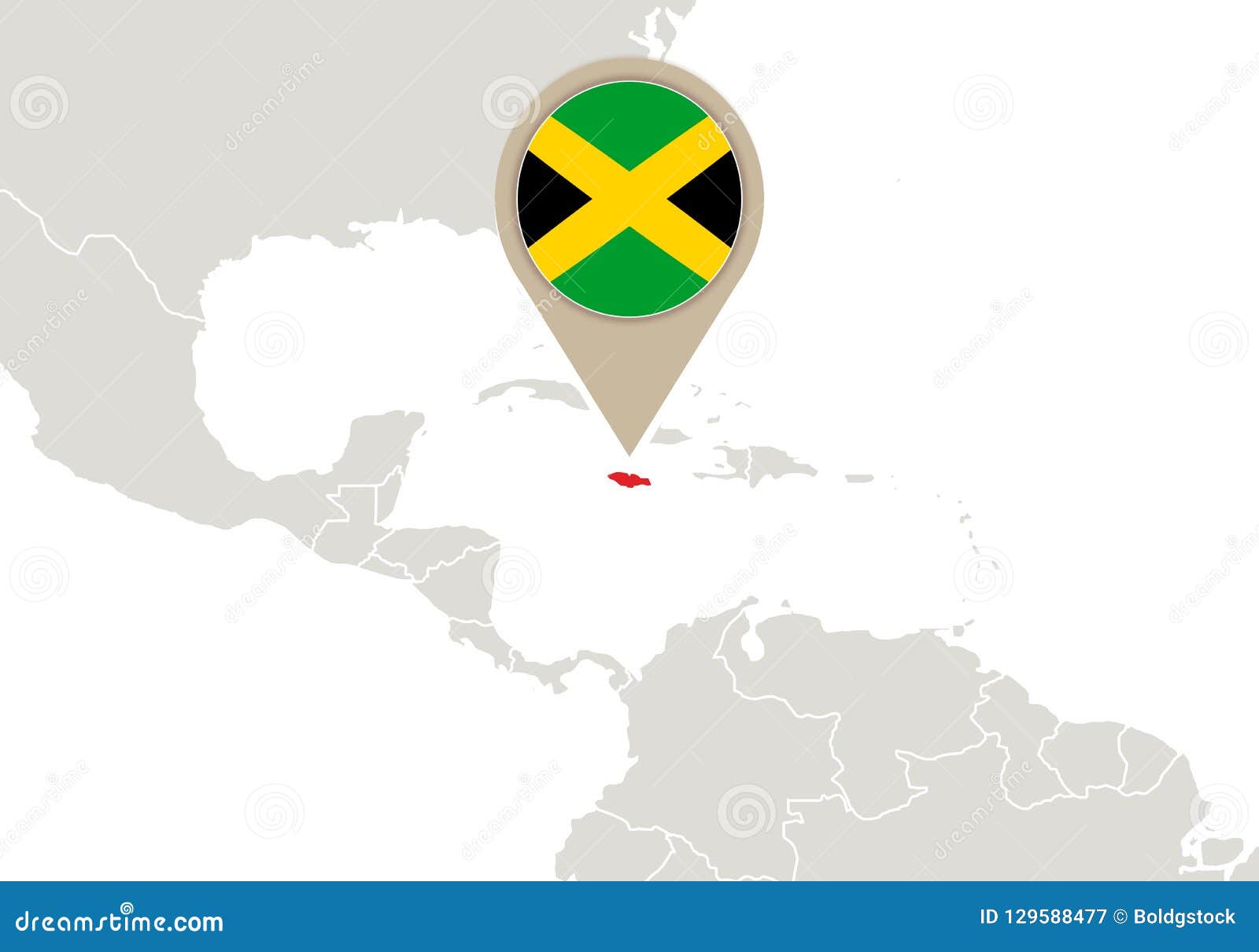 Jamaica on World map stock vector. Illustration of circle - 129588477
