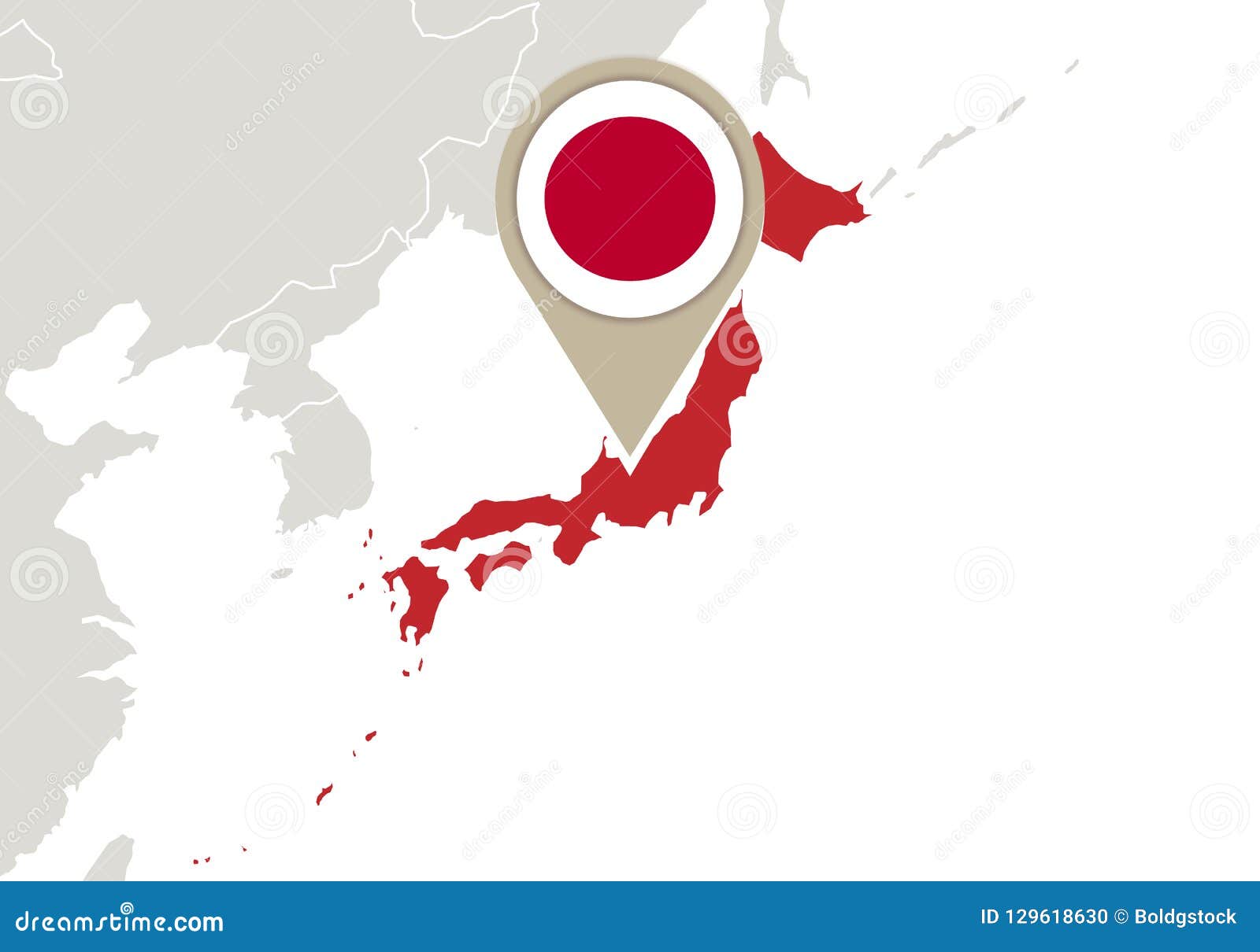 Japan on World map stock vector. Illustration of arrow - 129618630