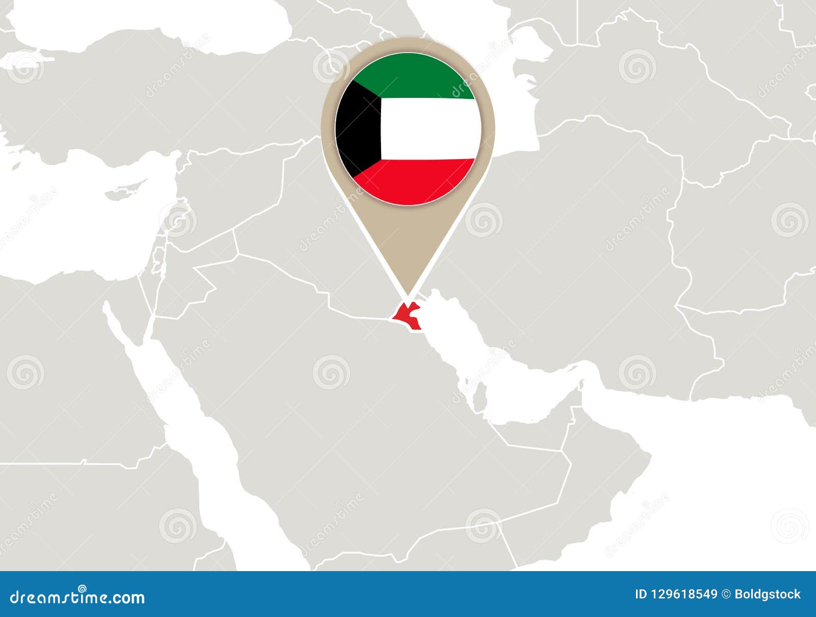 Kuwait on World map stock vector. Illustration of direction - 129618549