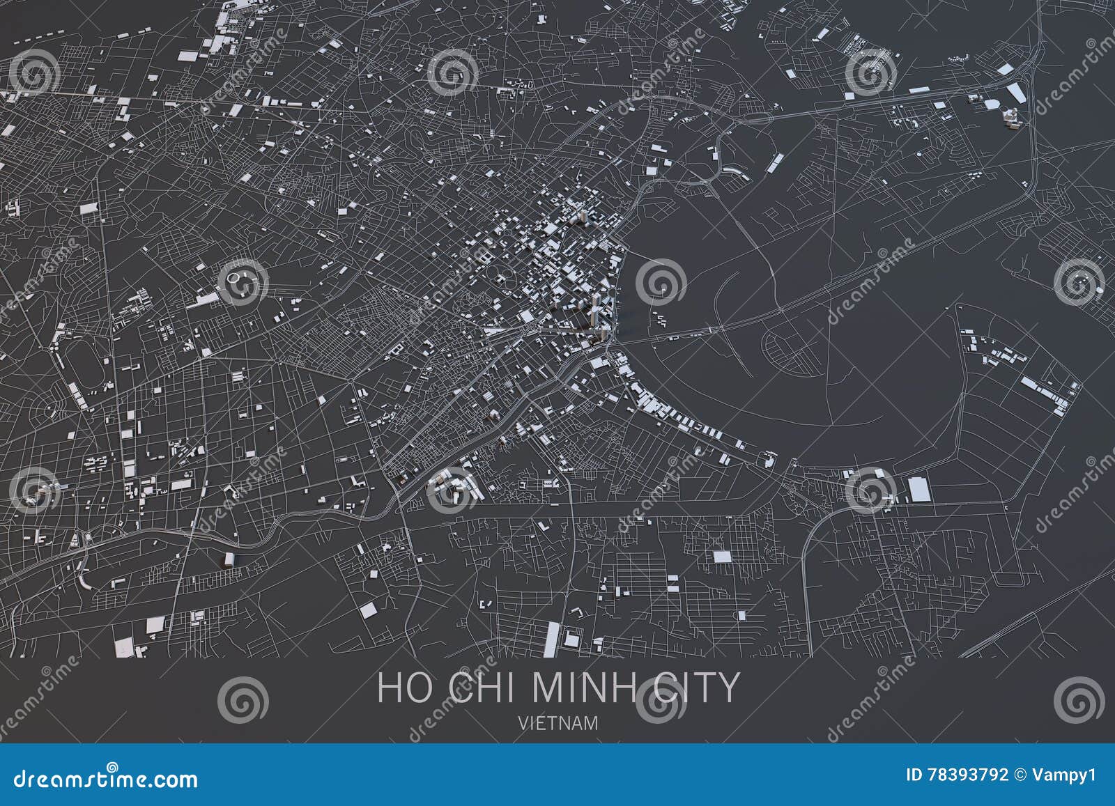 Map of Ho Chi Minh City, Satellite View, Vietnam. Stock Illustration ...