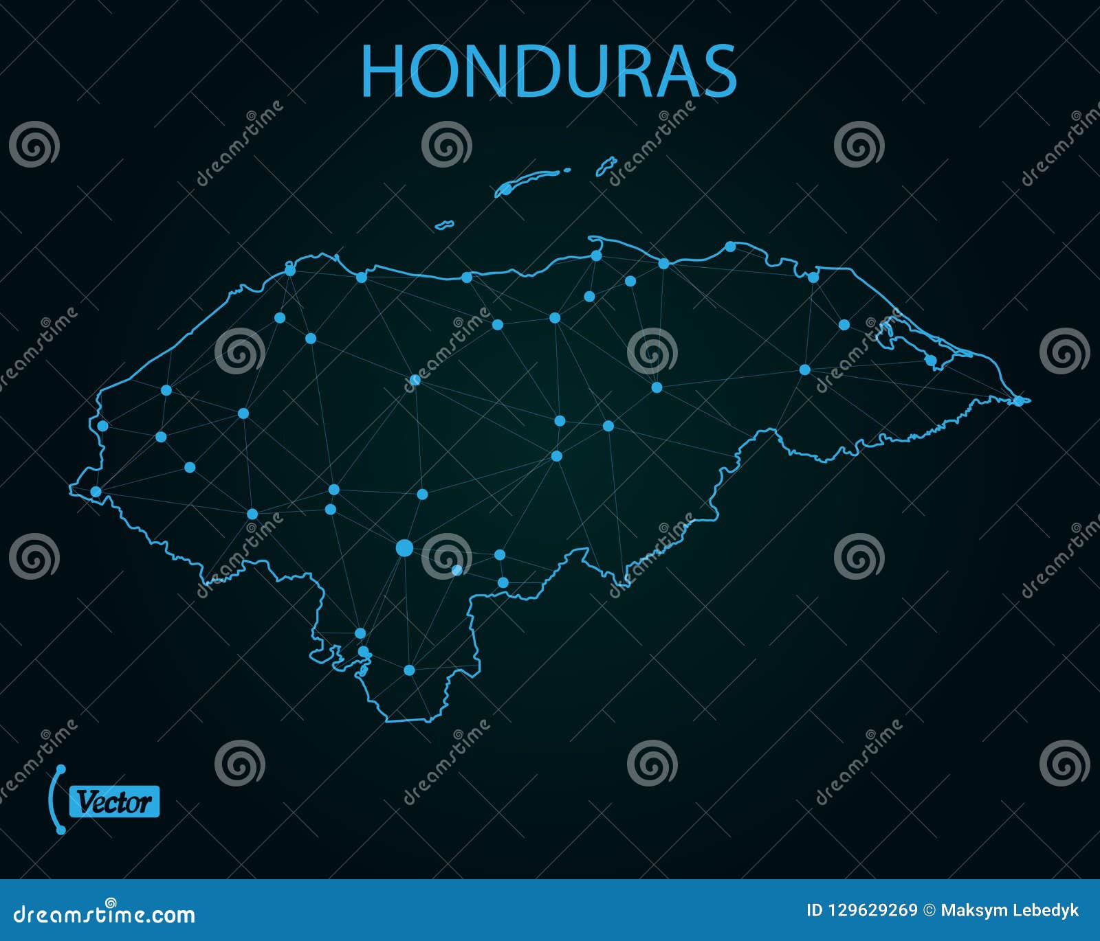 Honduras Vector Map Isolated On White Background. High-Detailed Black ...