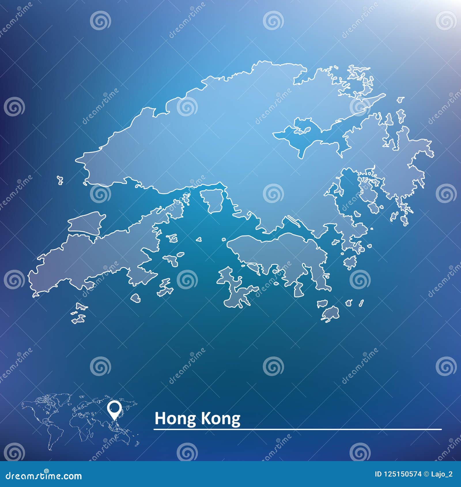 Map of Hong Kong stock vector. Illustration of isolated - 125150574
