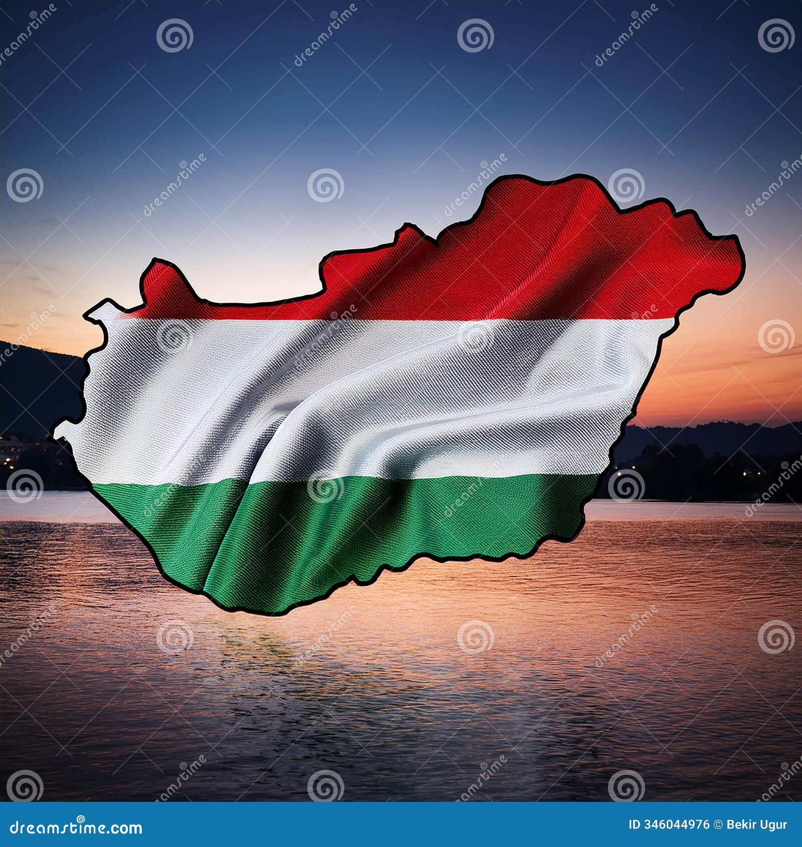 Map of Hungary with Flag. stock illustration. Illustration of ...
