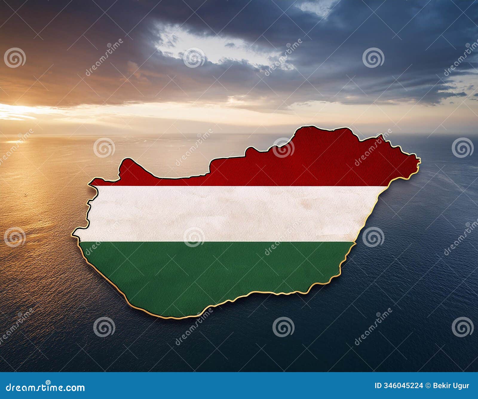 Map of Hungary with Flag. stock illustration. Illustration of horizon - 346045224