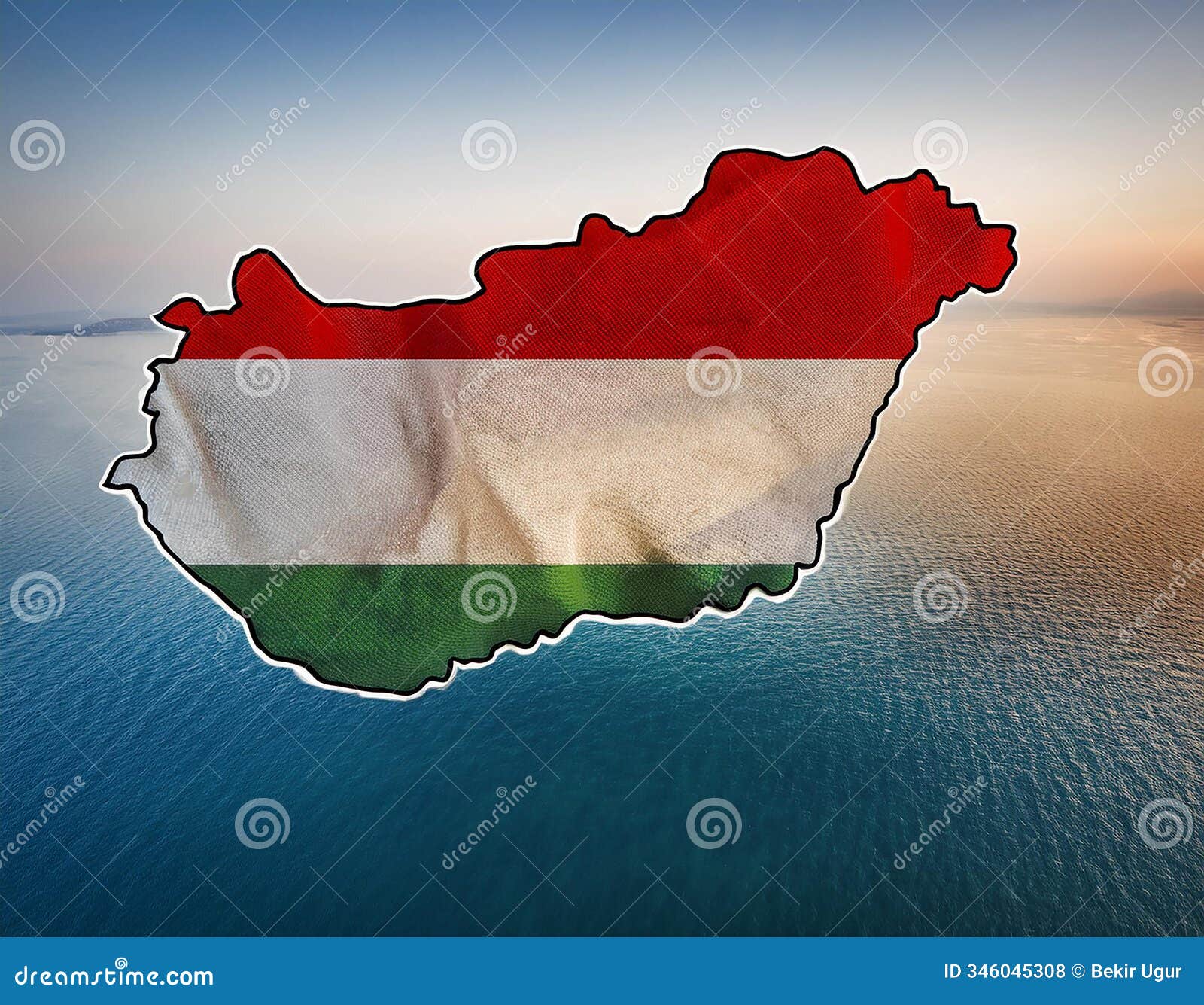 Map of Hungary with Flag. stock illustration. Illustration of morning - 346045308