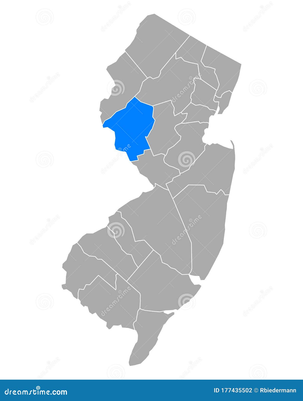 Map of Hunterdon in New Jersey Stock Vector - Illustration of contour ...