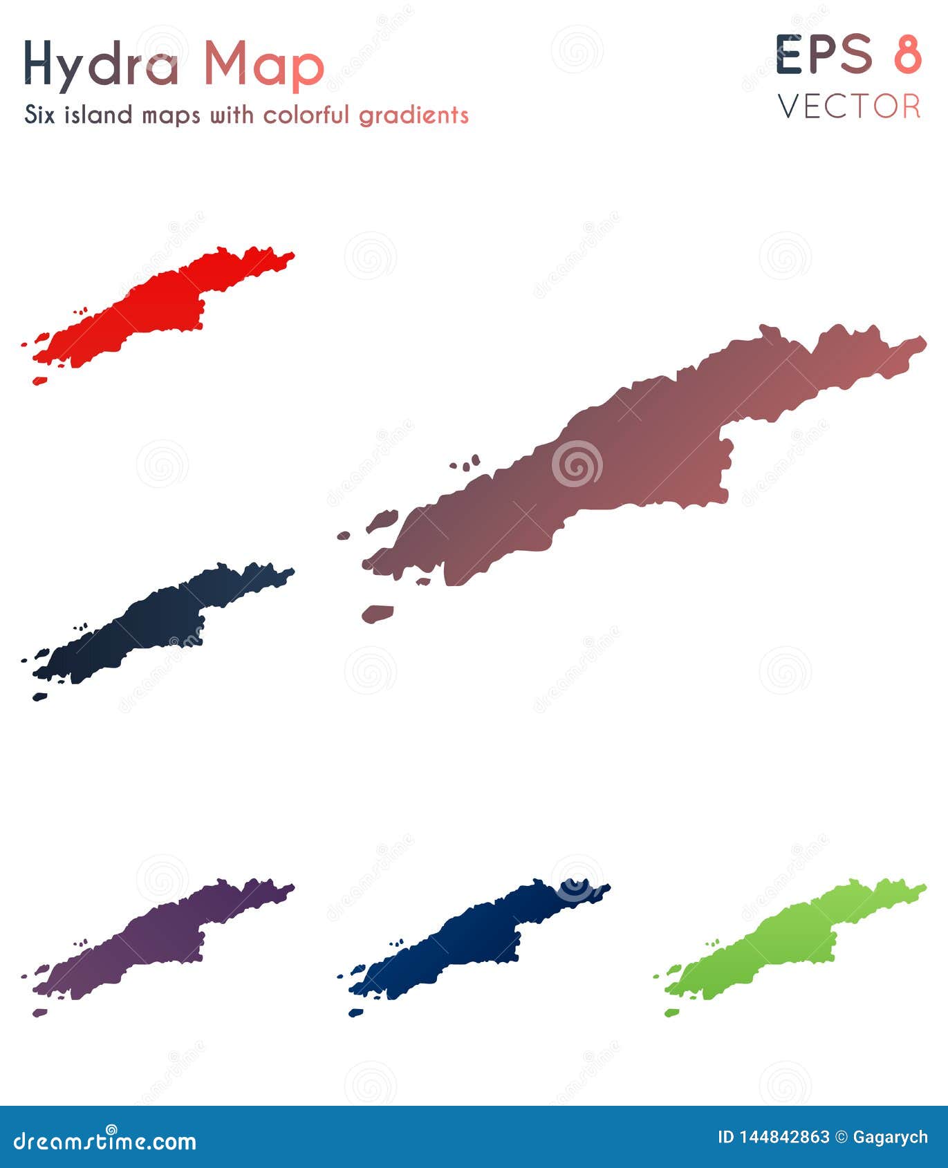 Map of Hydra with Beautiful Gradients. Stock Vector - Illustration of ...