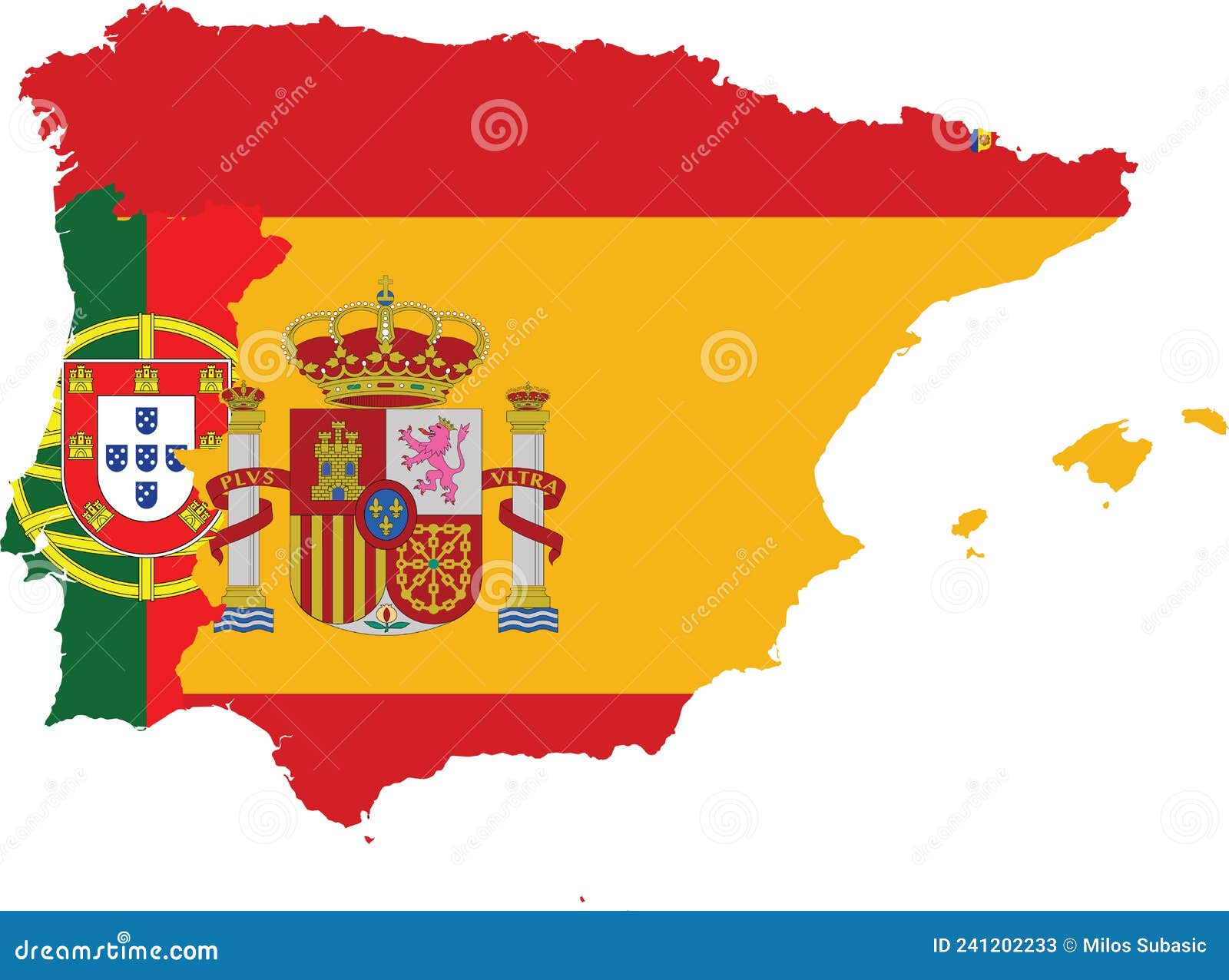 Map of Iberian Peninsula Countries with National Flag Stock Vector ...