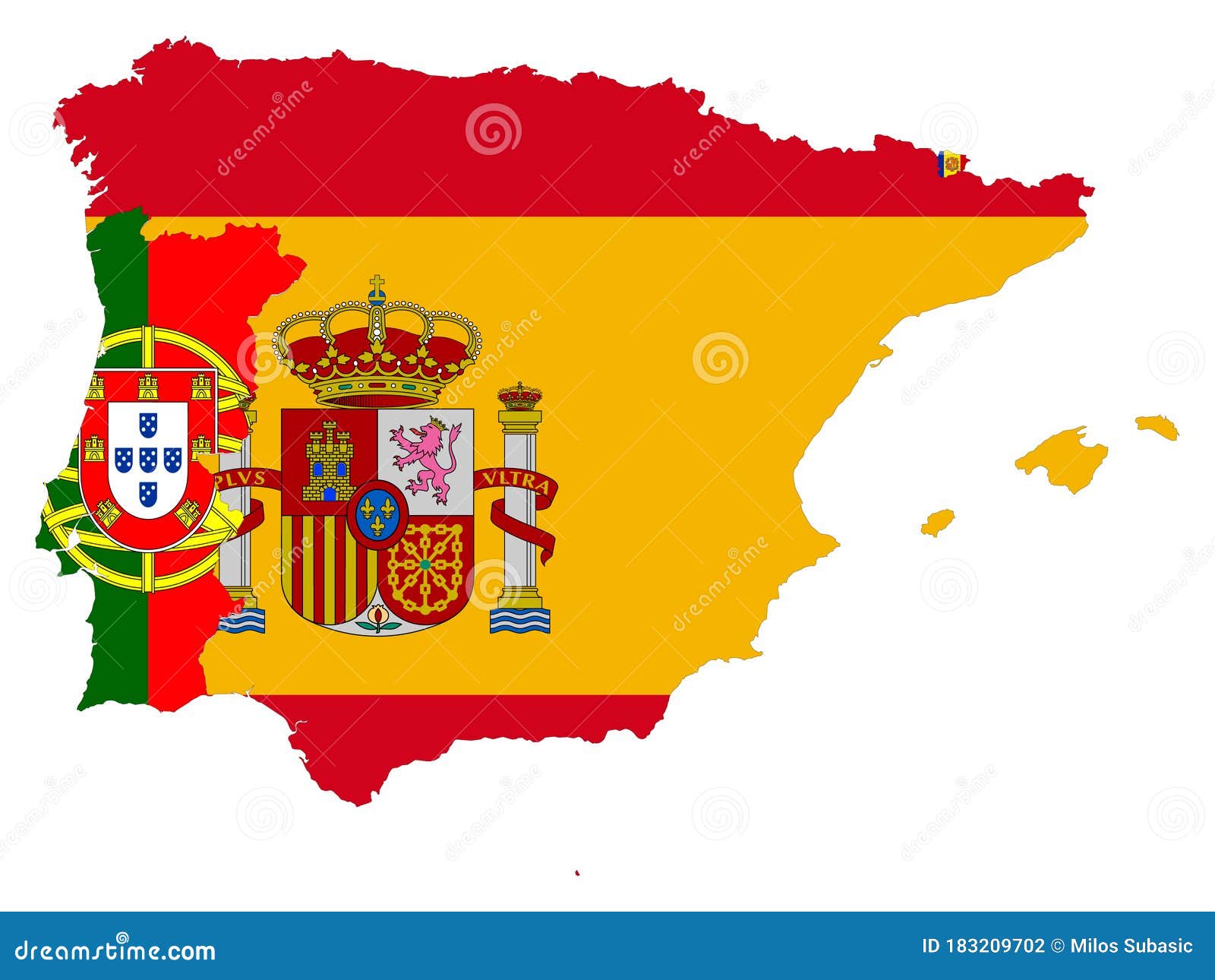 Map of Iberian Peninsula Countries with National Flag Stock Vector ... Map of Iberian Peninsula Countries with National Flag Stock Vector ...