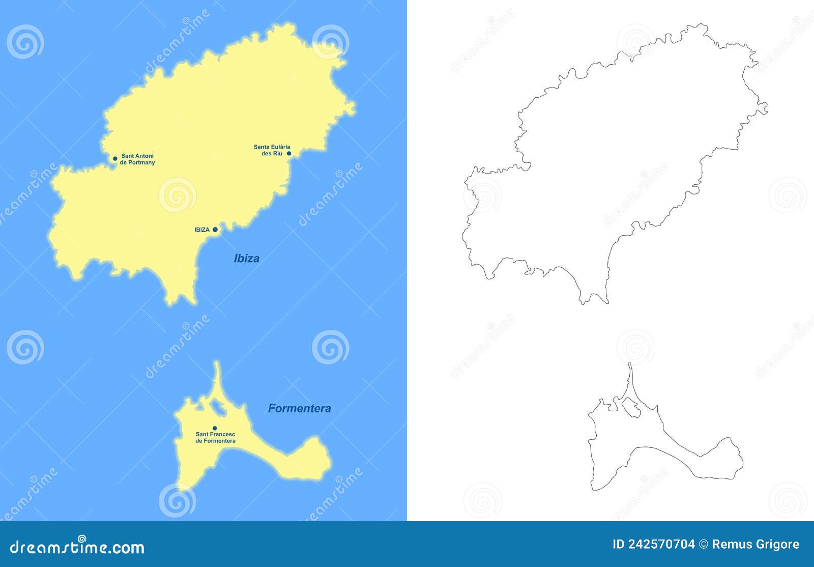 Ibiza and Formentera Map - Cdr Format Stock Vector - Illustration of ...