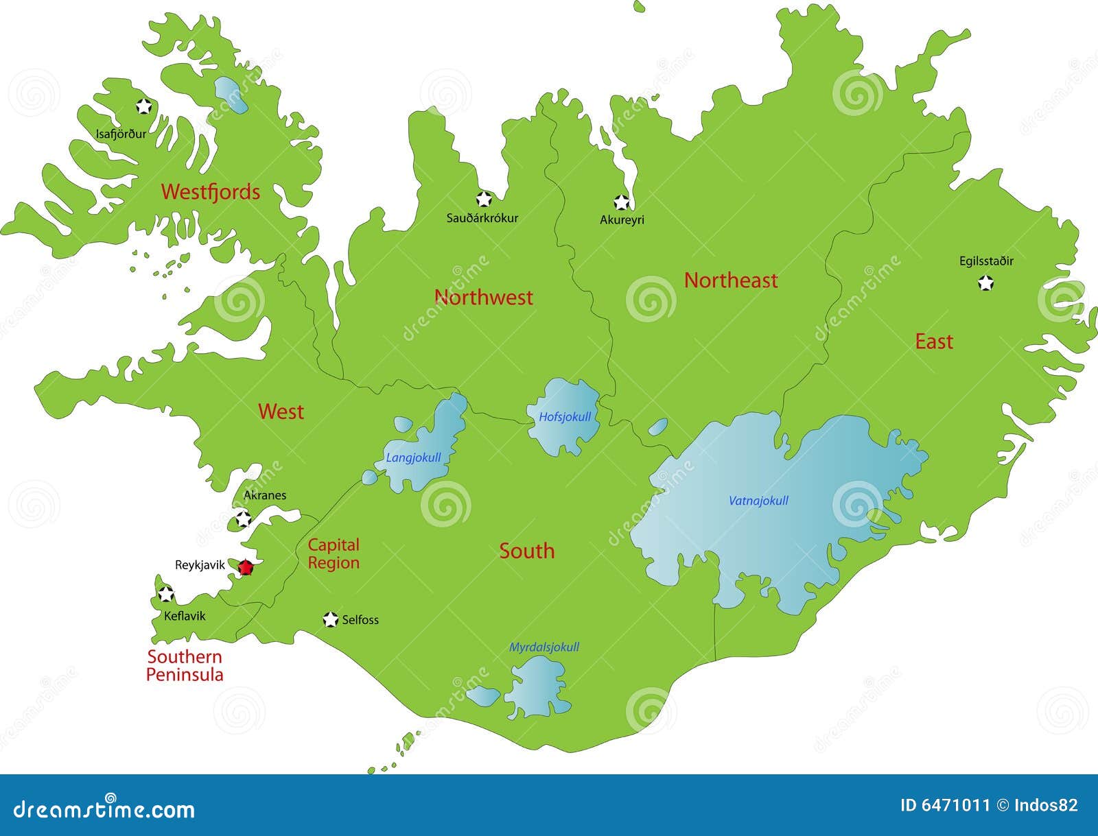 Map of Iceland stock vector. Illustration of detailed - 6471011