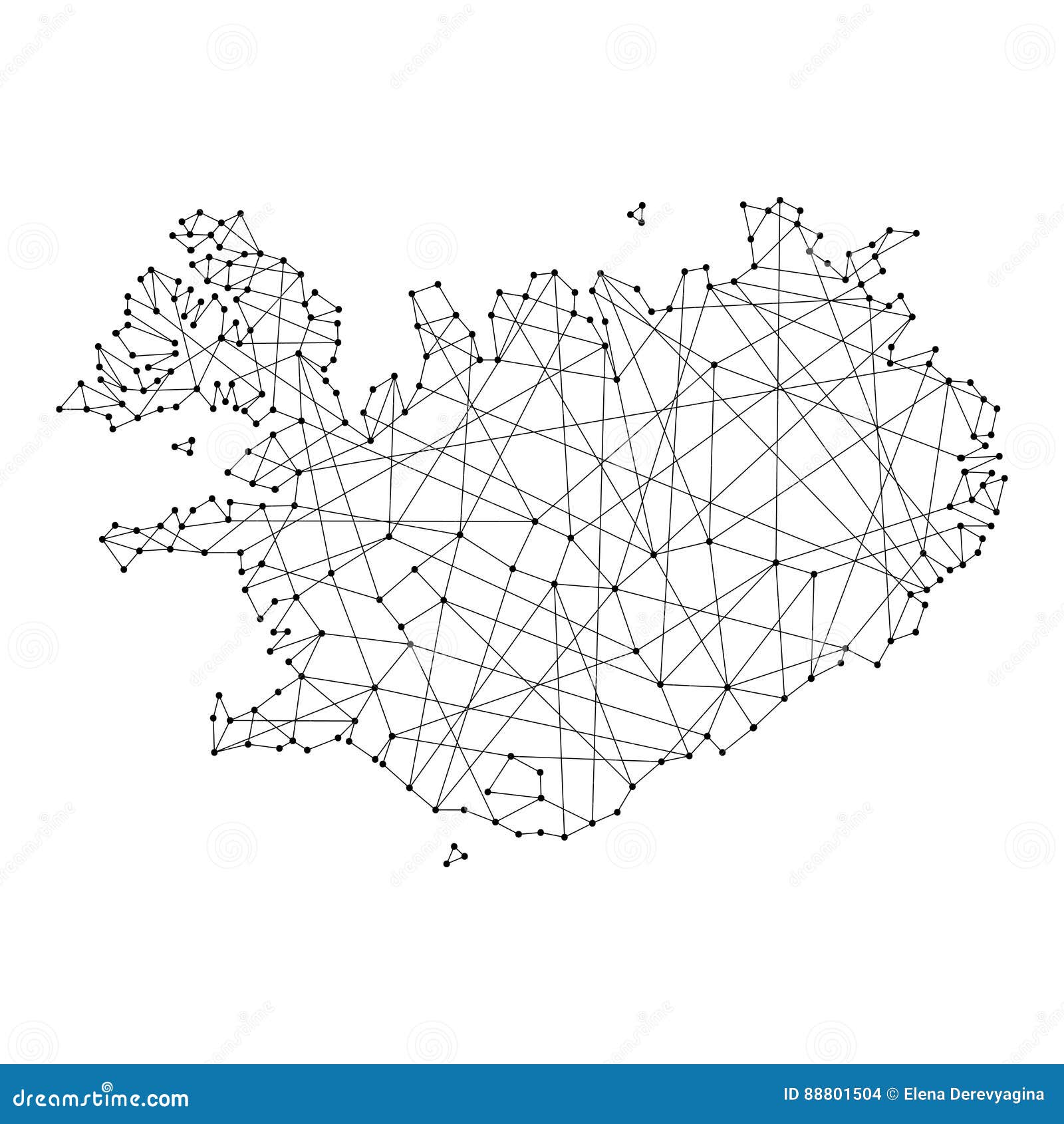 Map Of Iceland, Polygonal Mesh Line Map Stock Photography ...