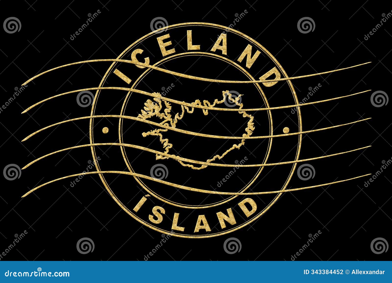 Map of Iceland, Postal Passport Stamp, Travel Stamp Stock Illustration ...