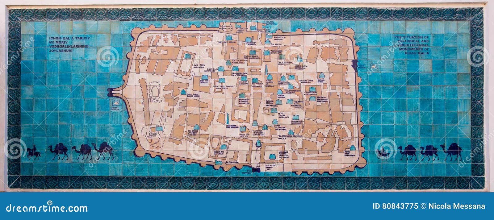 Map of Ichon-Qala, in Khiva, Uzbekistan Stock Image - Image of asia ...