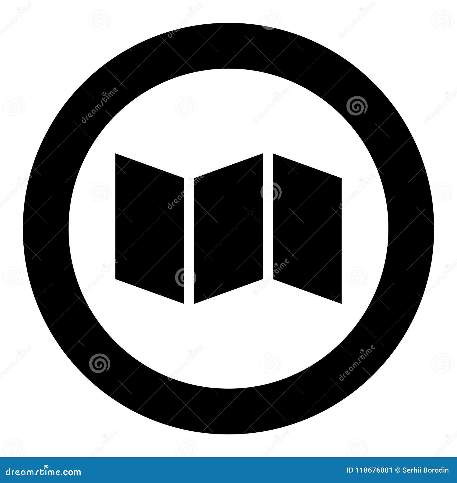 Map Icon Black Color in Circle Round Stock Vector - Illustration of ...