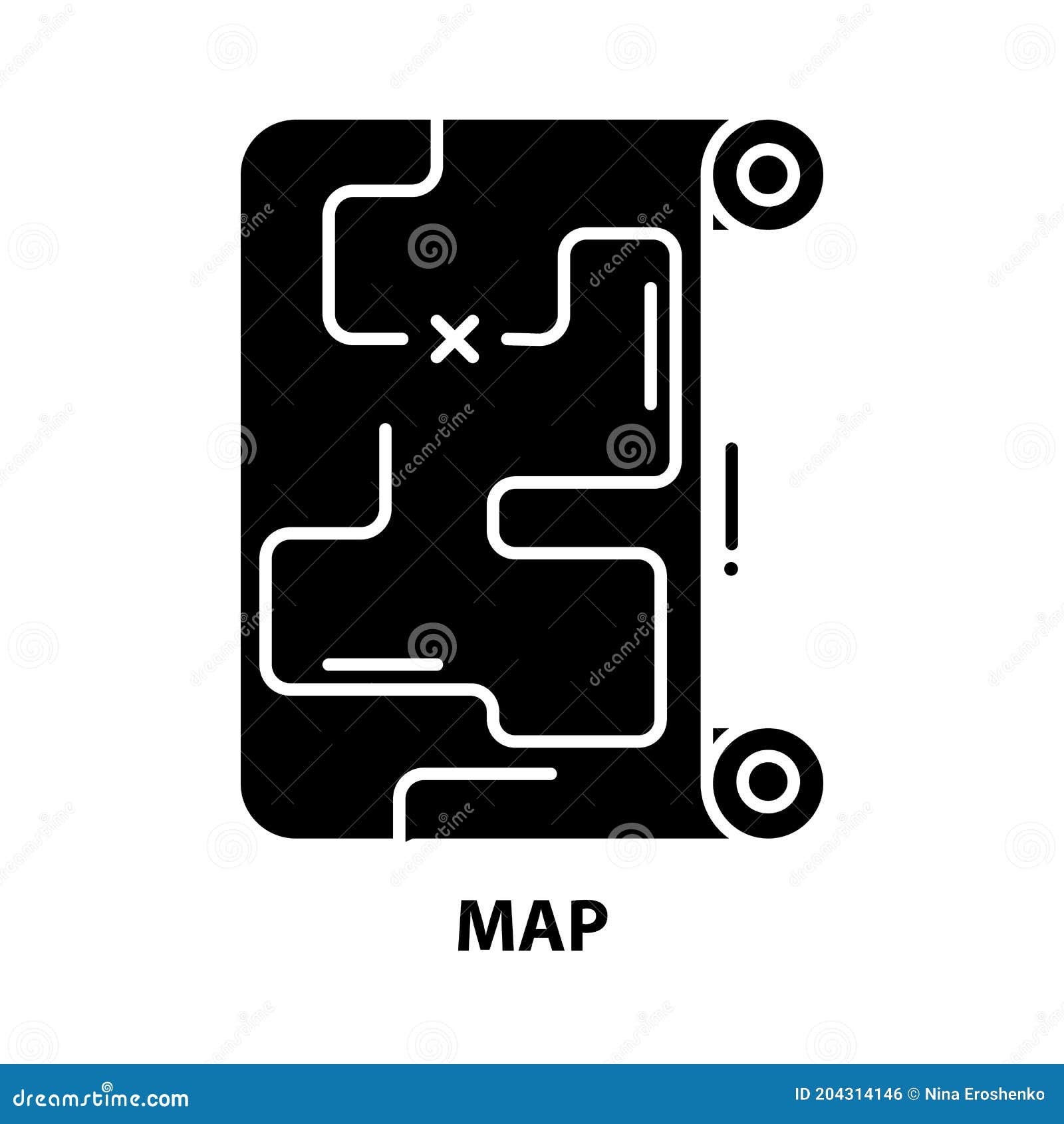 Map Icon, Black Vector Sign with Editable Strokes, Concept Illustration ...
