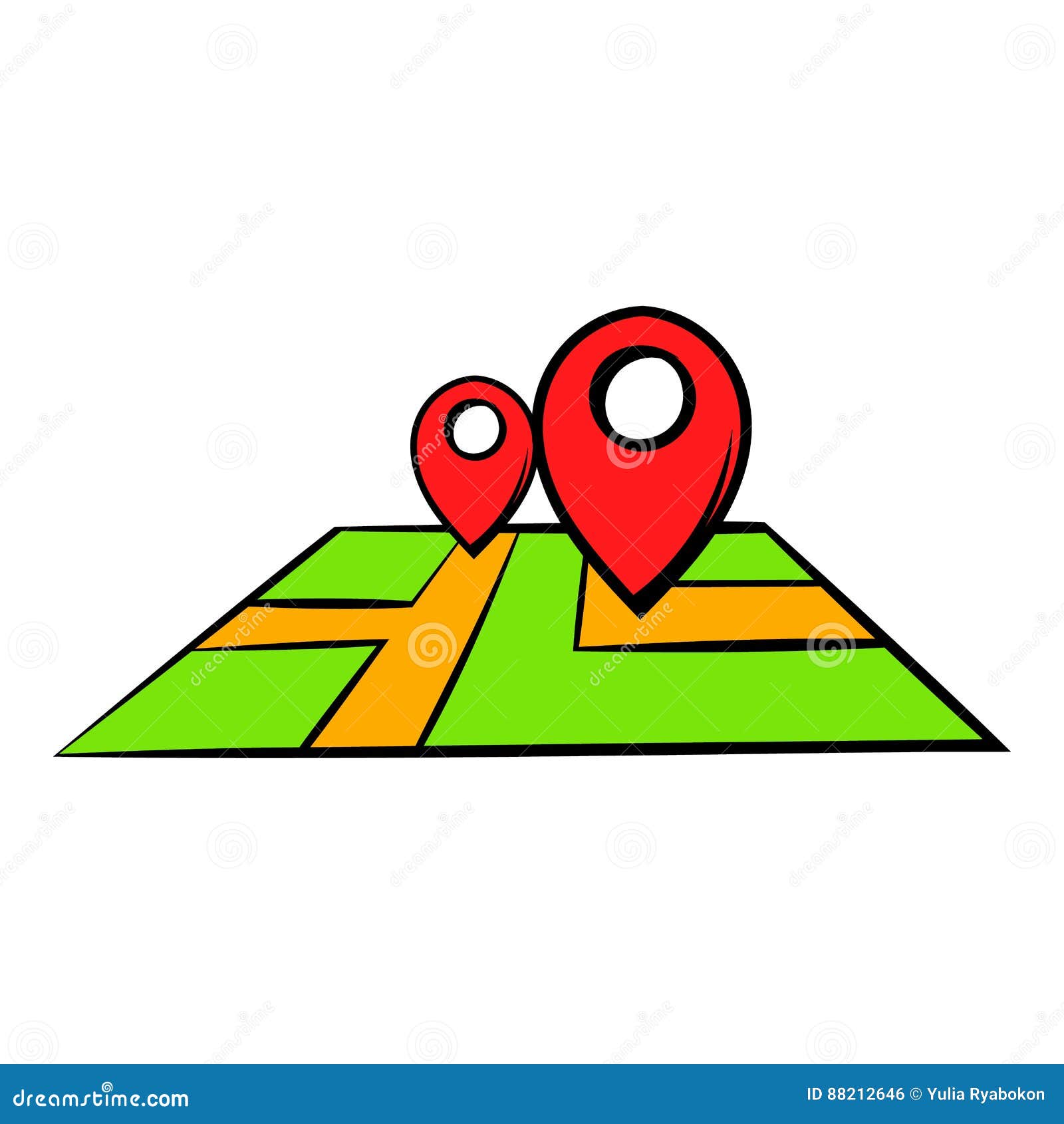 Map icon cartoon stock vector. Illustration of road, badge - 88212646