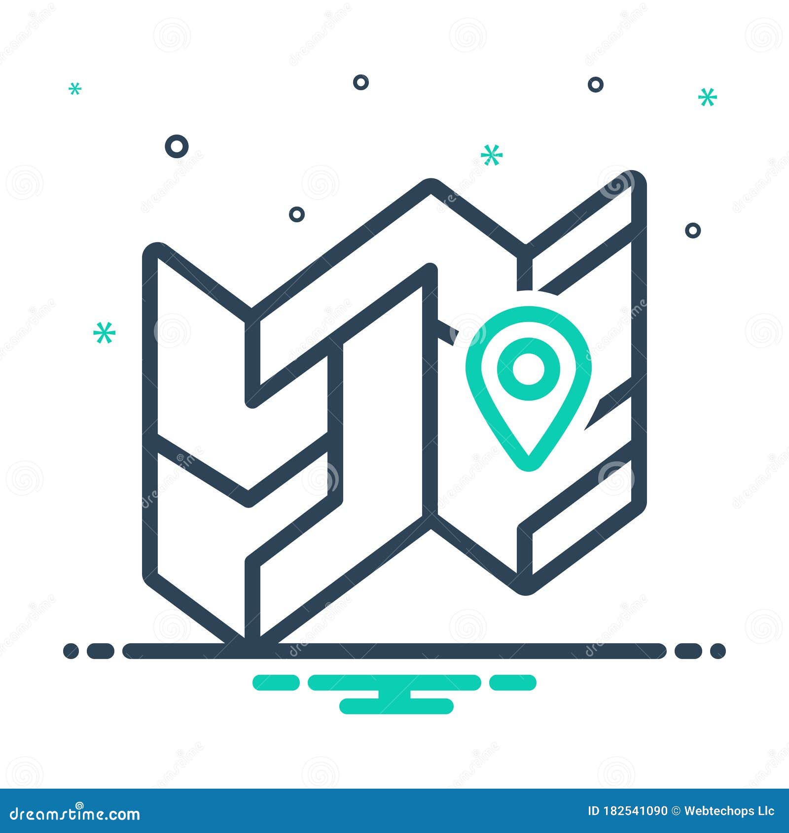 Mix Icon for Map, Delineation and Route Stock Vector - Illustration of ...