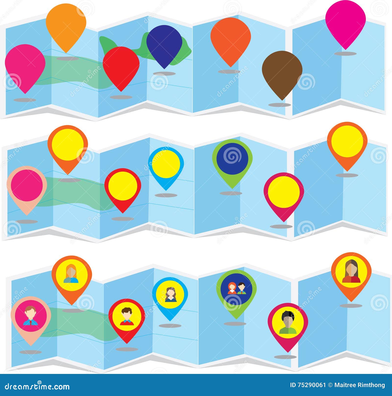 Map icon Flat design stock illustration. Illustration of icon - 75290061