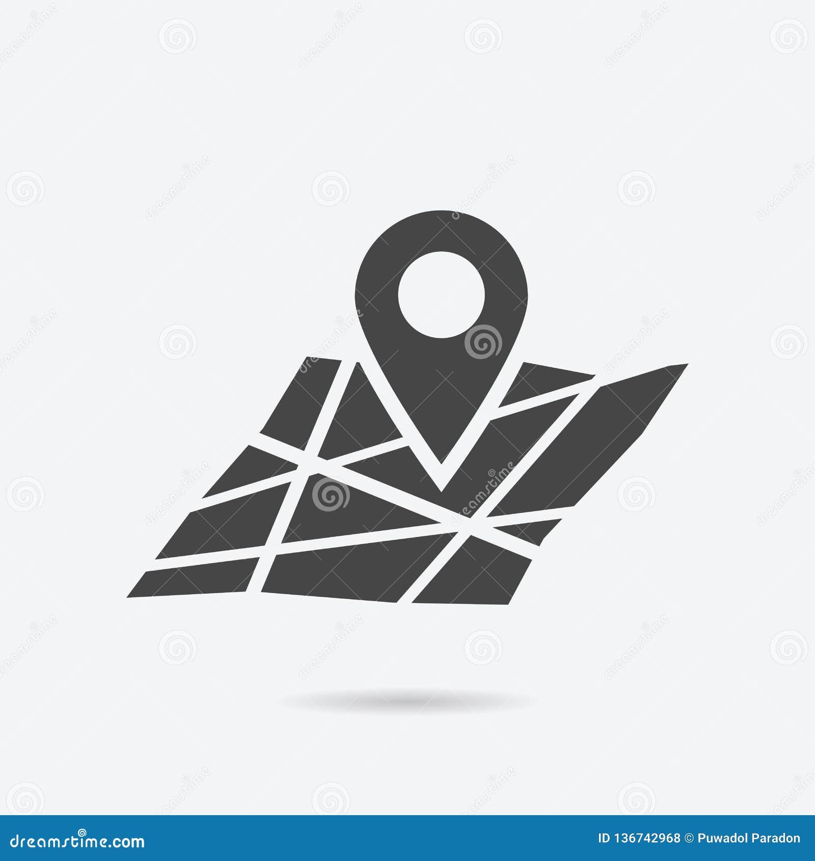 Map Icon Flat Style Isolated on Background. Stock Vector - Illustration ...