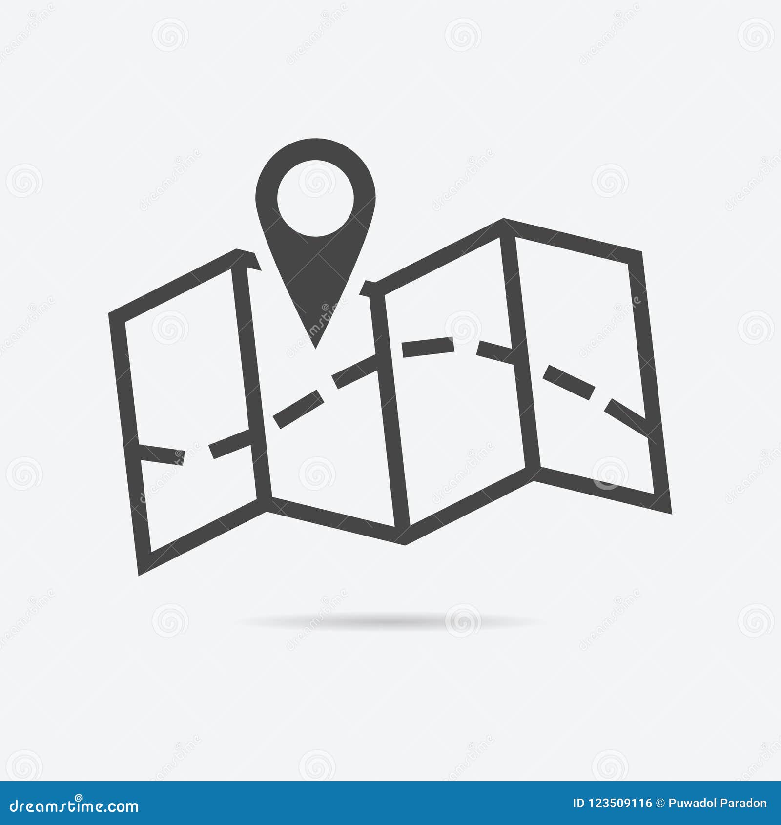 Map Icon Flat Style Isolated on Background. Map Sign Symbol for Stock ...