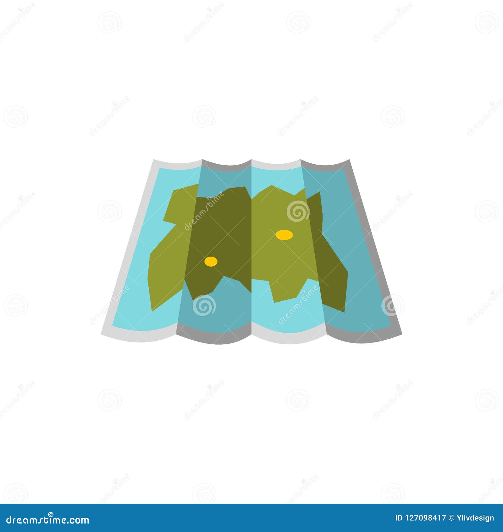 Map icon, flat style stock illustration. Illustration of icon - 127098417