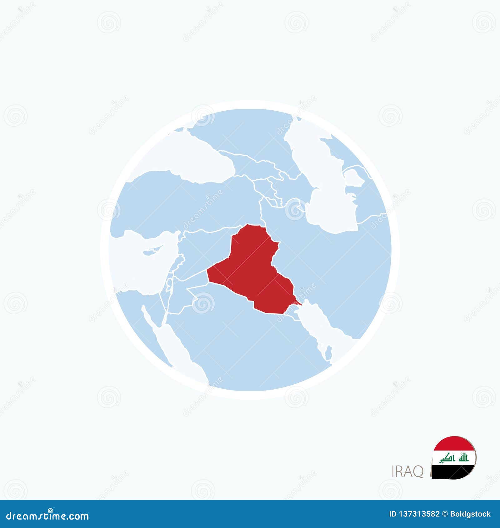 Iraq - Blue Map With Neighboring Countries And Names Stock Illustration ...