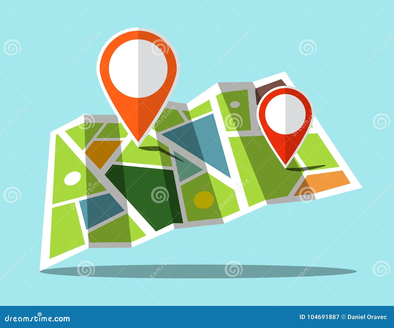 Map Icon with Markers stock vector. Illustration of simple - 104691887