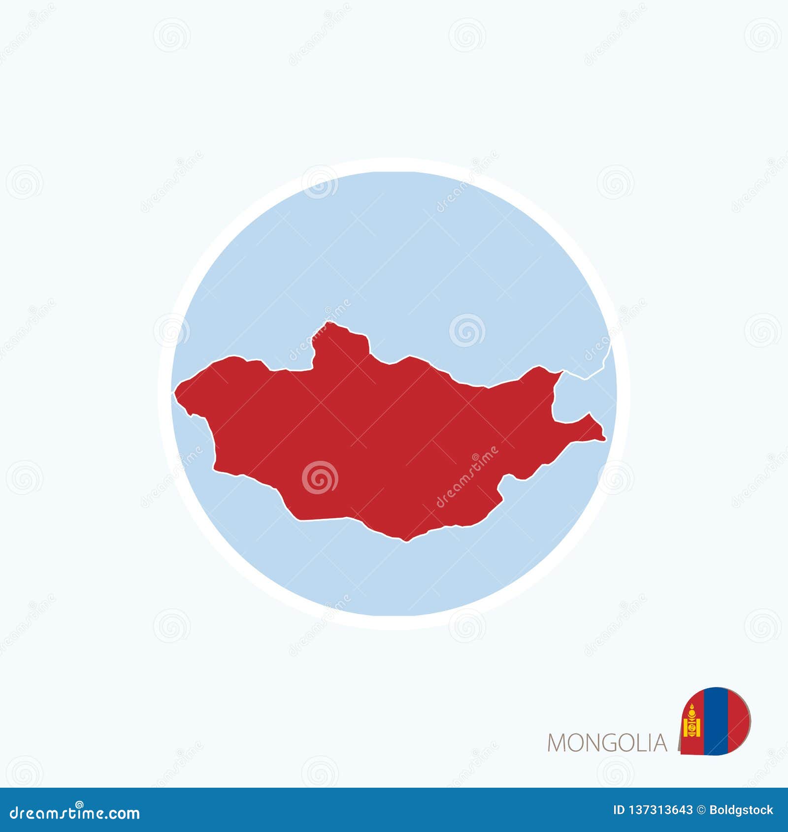 Map Icon of Mongolia. Blue Map of East Asia with Highlighted Mongolia ...