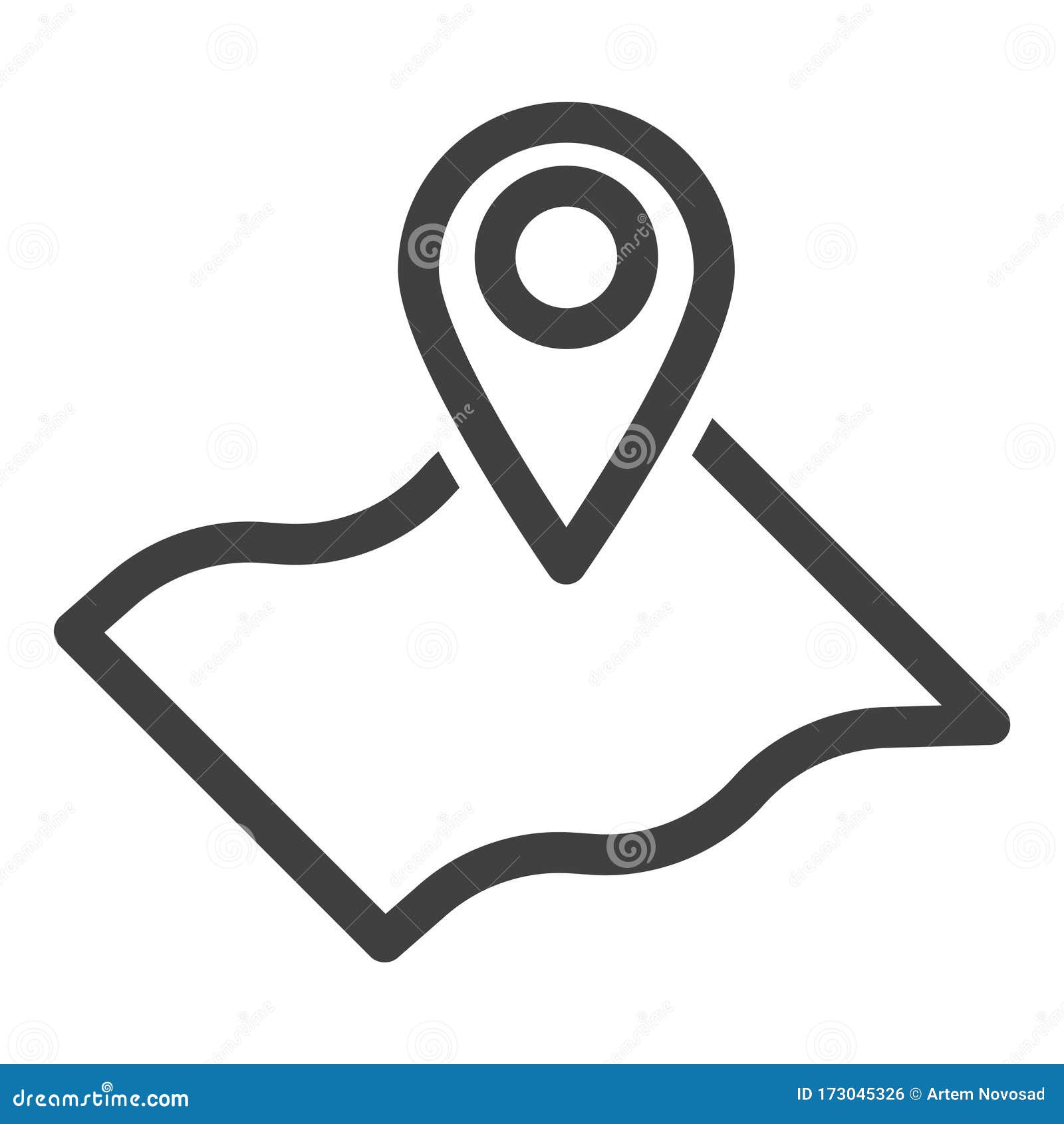 Map Icon with a Navigation Point. Minimalistic Performance. Isolated ...