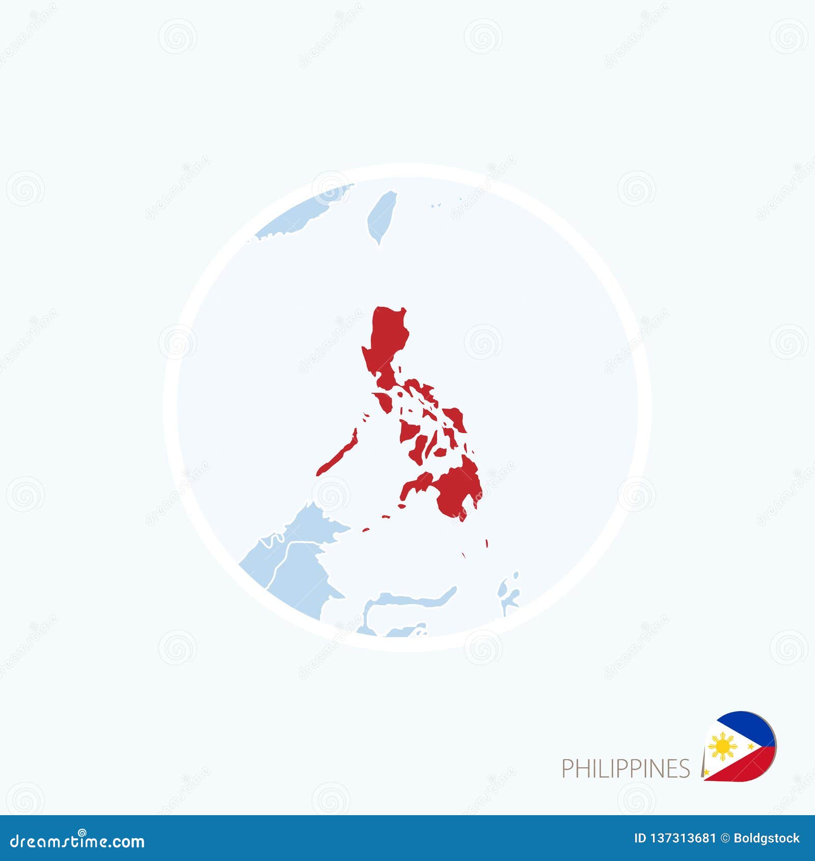 Philippines Blue Low Poly Map With Capital Manila Cartoon Vector ...